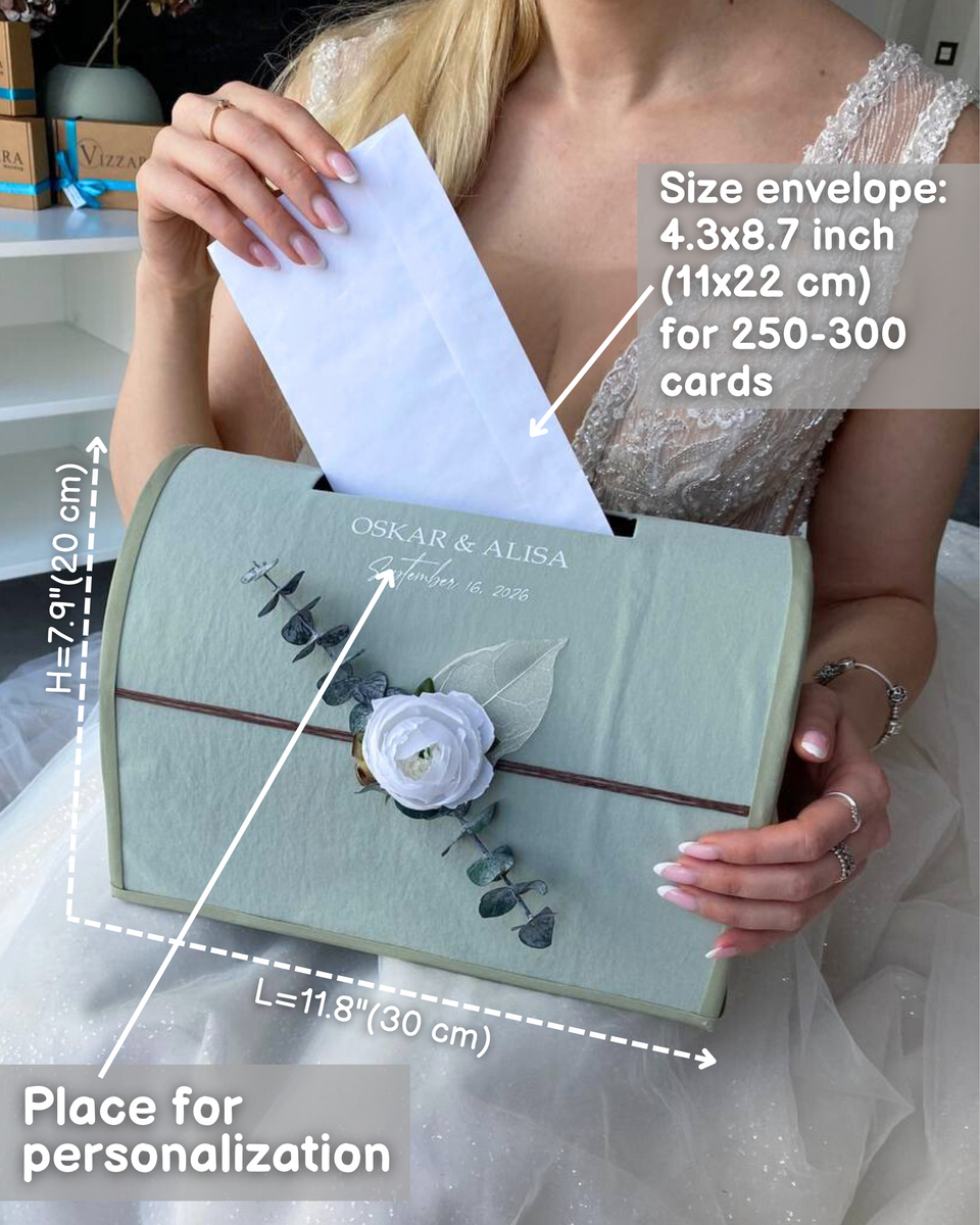 Card box for wedding Sage green wedding, Personalized, Card box Green ...
